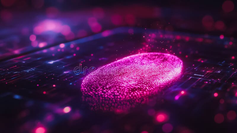 A Pink Fingerprint is Displayed on a Computer Screen. the Image Has a ...