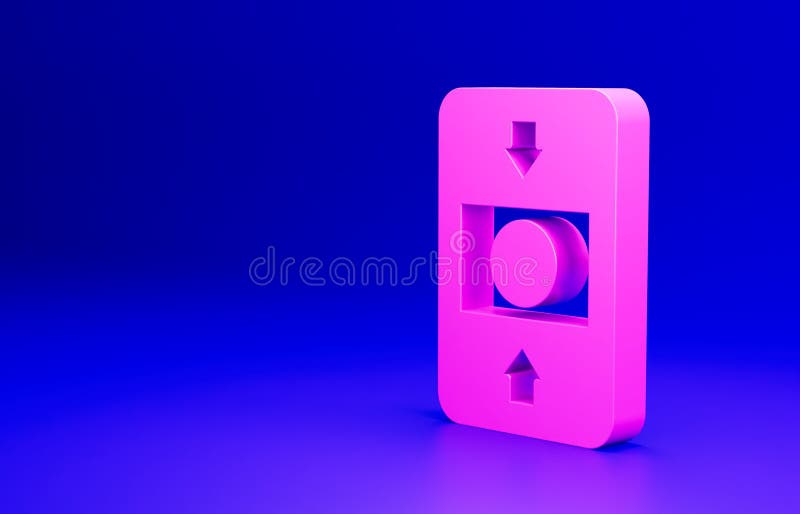 Pink Fire Alarm System Icon Isolated on Blue Background. Pull Danger ...