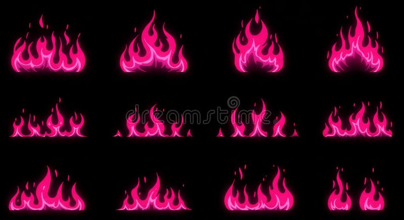 Pink Fire Animation Frames Twelve Frames of a Pink Fire Animation Ideal ...