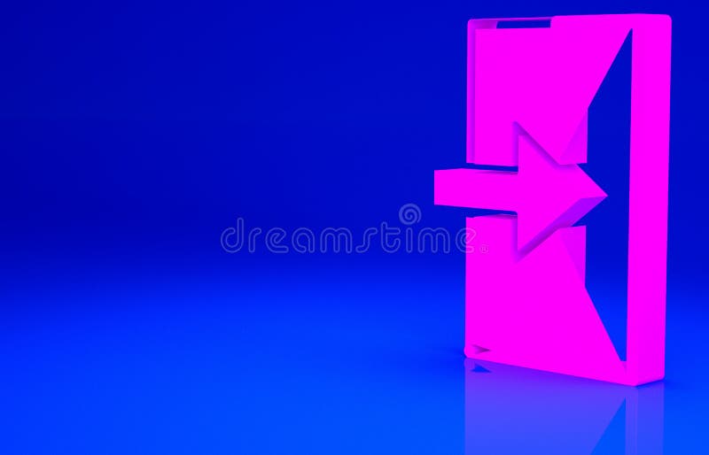 Pink Fire Exit Icon Isolated on Blue Background. Fire Emergency Icon ...
