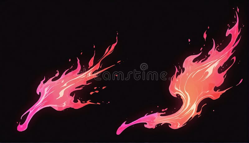 Pink Fire Flames Effect on Plain Black Ai Generated Stock Illustration ...