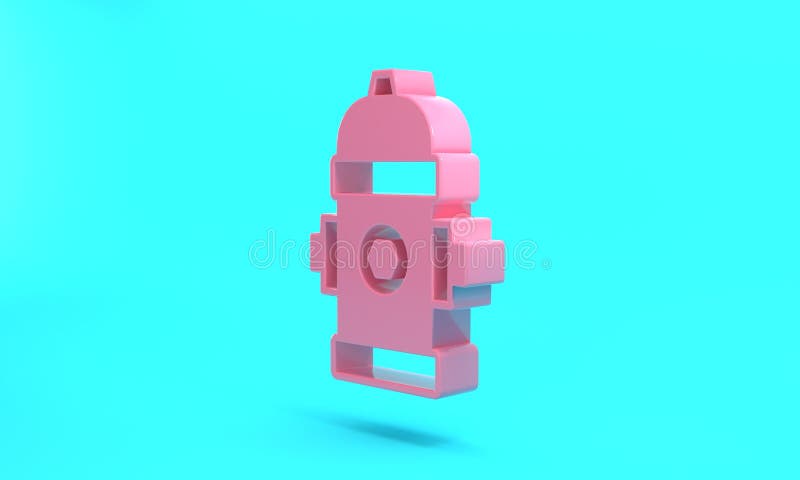 Pink Fire Hydrant Icon Isolated on Turquoise Blue Background ...
