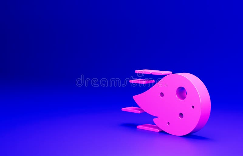 Pink Fireball Icon Isolated on Blue Background. Minimalism Concept ...