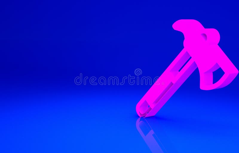 Pink Firefighter Axe Icon Isolated on Blue Background. Fire Axe ...