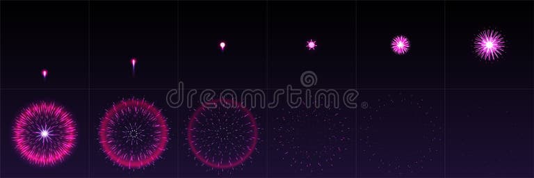 Pink Firework Effect Animation Frames Set Stock Illustration ...