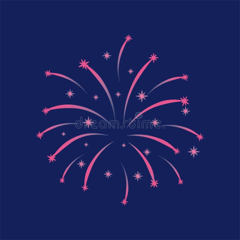 Pink Firework with Sparks on a Dark Background. Vector Illustration ...