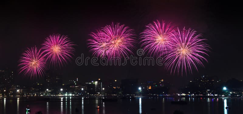 Pink fireworks stock image. Image of happy, thai, colors - 28005541