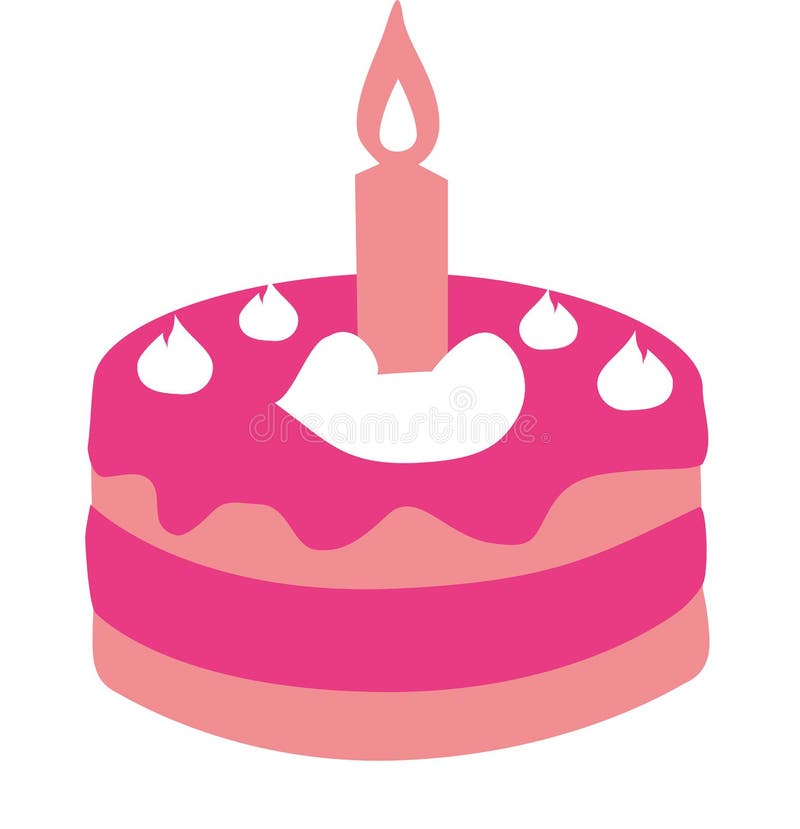Pink first birthday cake stock illustration. Illustration of icon ...