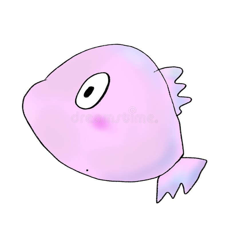 Cartoon Cute Pink and Fat Fish Character Design Illustration Stock ...