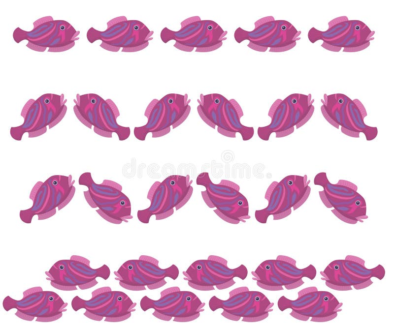 Pink Fish in Cartoon Style. Border for Your Design Stock Illustration ...