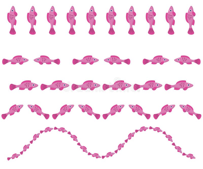 Pink Fish in Cartoon Style. Border for Your Design Stock Illustration ...