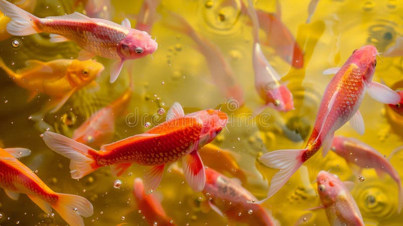 Pink fish in gold water stock illustration. Illustration of shiny ...