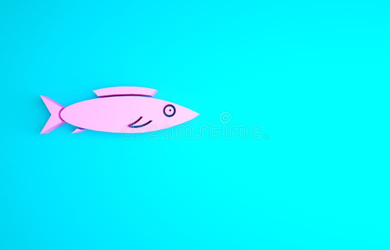 Pink Fish Icon Isolated on Blue Background. Minimalism Concept. 3d ...