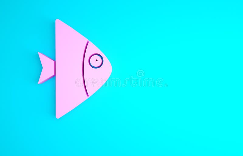 Pink Fish Icon Isolated on Blue Background. Minimalism Concept Stock ...