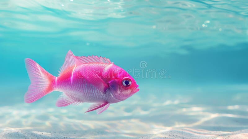 Pink Fish Swimming Underwater in Clear Ocean Stock Image - Image of ...