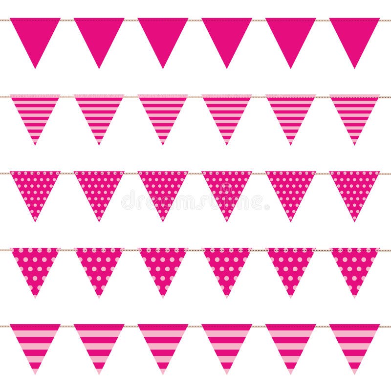 Pink Flag Collection with Pattern Isolated on White Backgound Stock ...