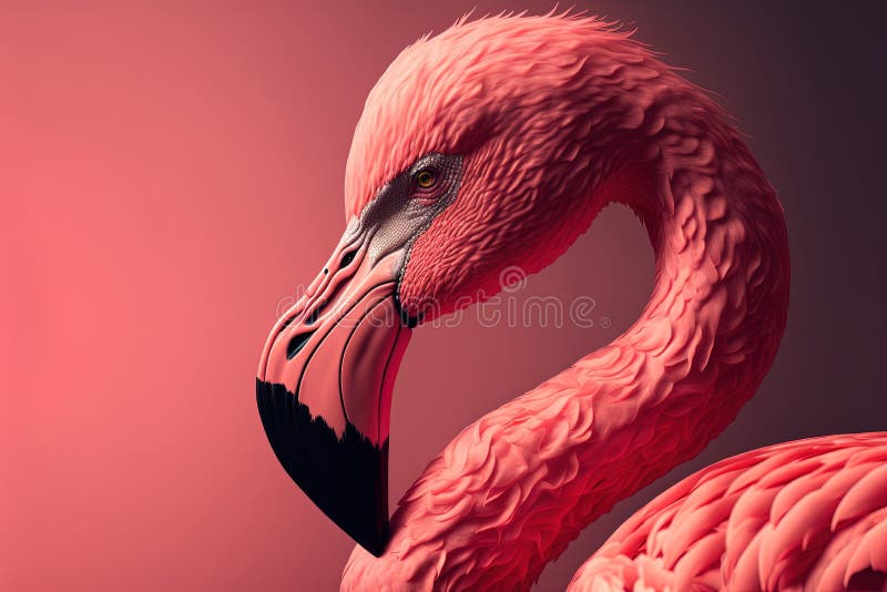 Pink Flamingo Against a Pink Background. Generative AI Stock ...