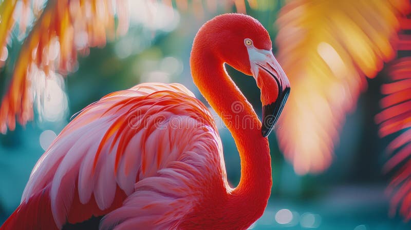 Pink Flamingo Bird Close Up Details Stock Image - Image of zoology ...