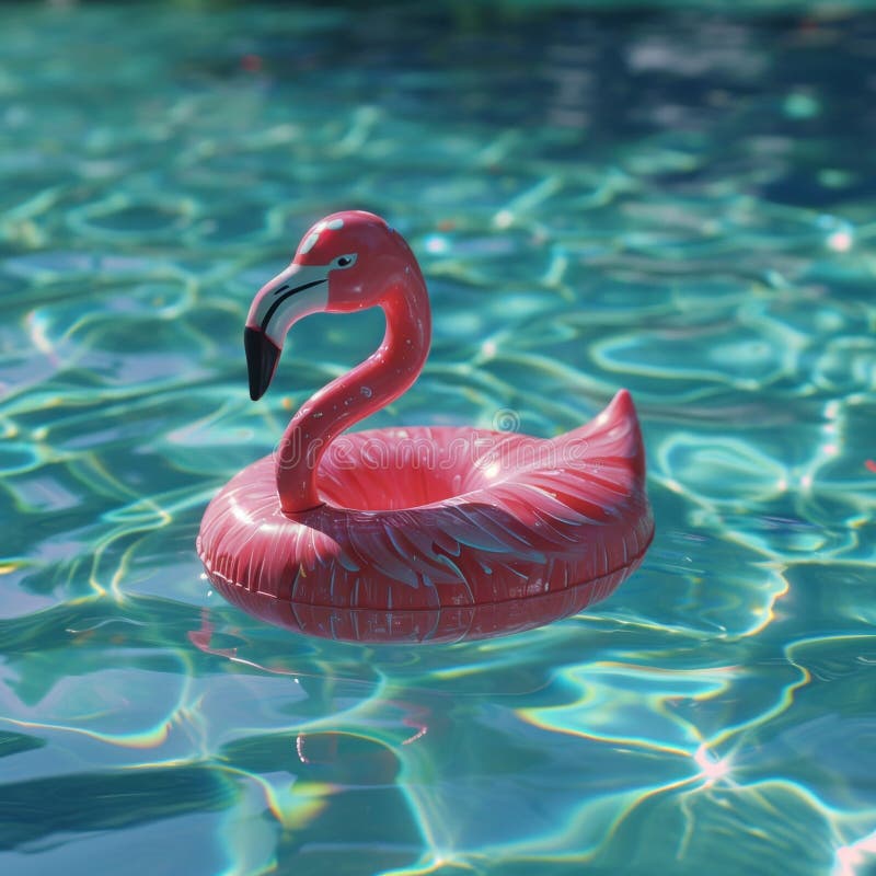 Pink Flamingo Float Resting in a Swimming Pool Stock Image - Image of ...