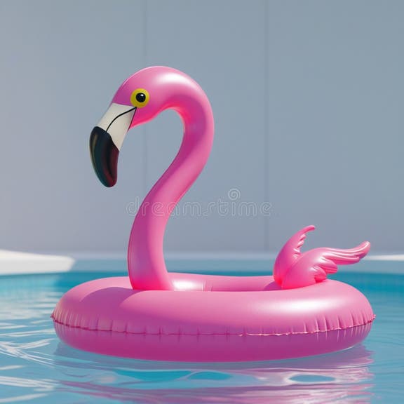 A Pink Flamingo Float on Water Stock Illustration - Illustration of ...