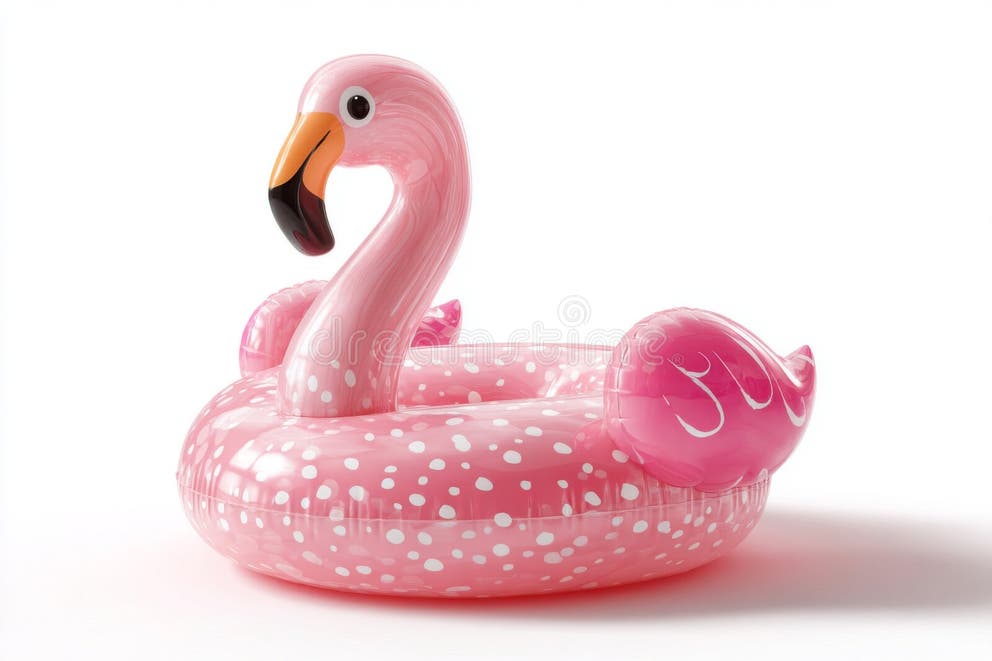 Pink Flamingo Inflatable Pool Float on White Background Stock ...