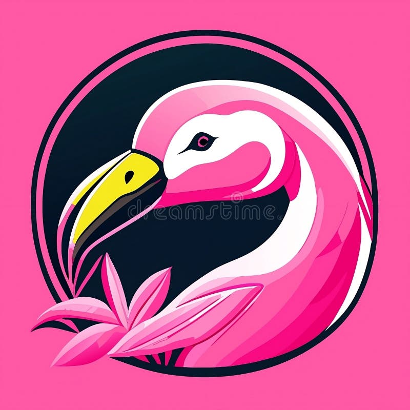 Pink Flamingo Logo. Generated with AI Technology. Stock Illustration ...