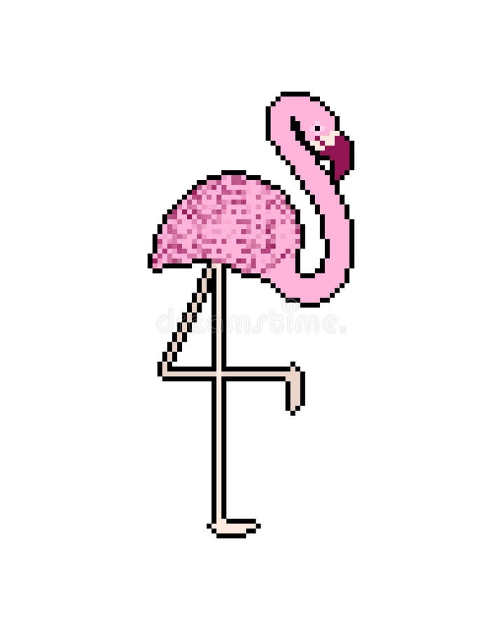 Pink Flamingo Pixel Art Isolated. 8 Bit Water Bird with Pale Pink ... Pink Flamingo Pixel Art Isolated. 8 Bit Water Bird with Pale Pink ...