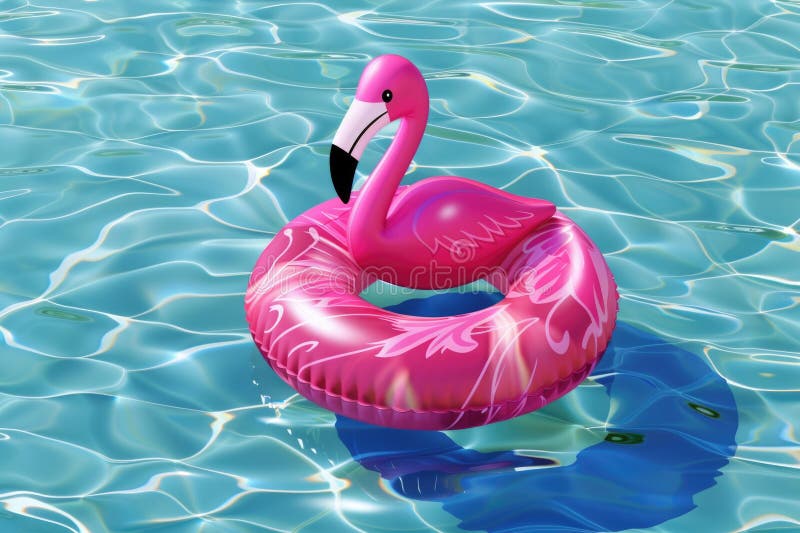 Pink Flamingo in Pool stock photo. Image of animal, generated - 371627812