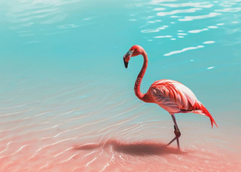 Pink Flamingo in Sand on Beach Flamingo Stock Image - Image of outdoors ...