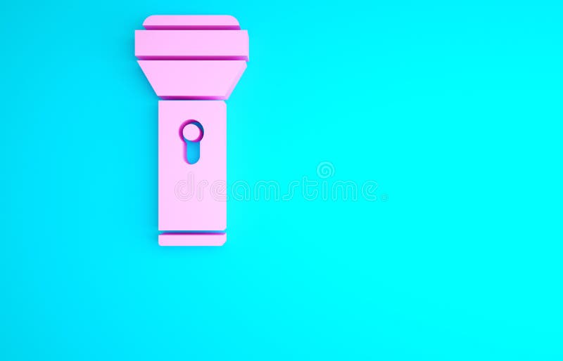 Pink Flashlight Icon Isolated on Blue Background. Minimalism Concept ...