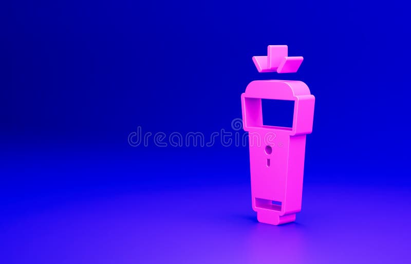 Pink Flashlight Icon Isolated on Blue Background. Minimalism Concept ...