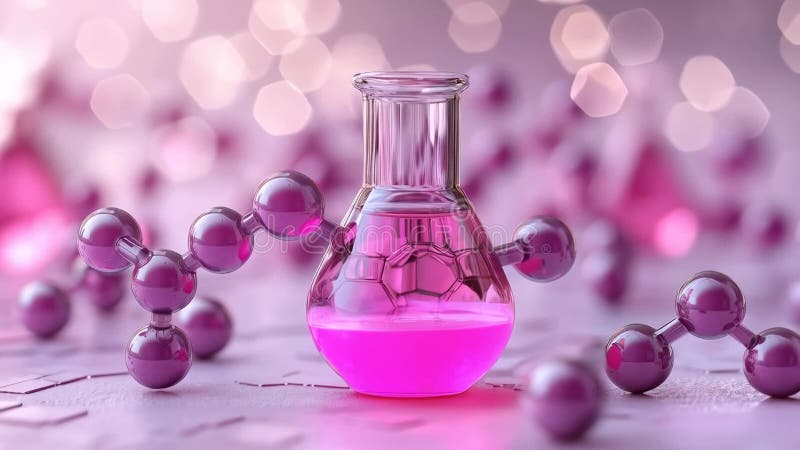 Exploring the Beauty of Chemistry in a Pink Laboratory Scene Stock ...