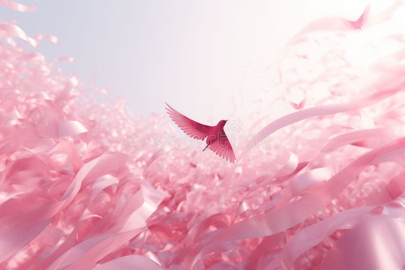 Pink Flight Birds Flying in Formation To Create Stock Illustration ...