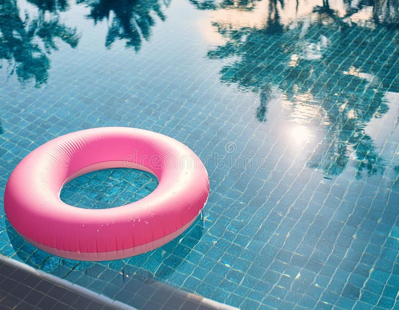 Pink Float Floating in the Pool with Blue Water. Stock Illustration ...