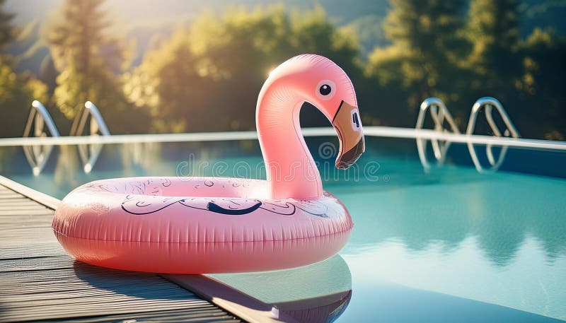 Pink Float Floating in the Pool with Blue Water. Stock Illustration ...
