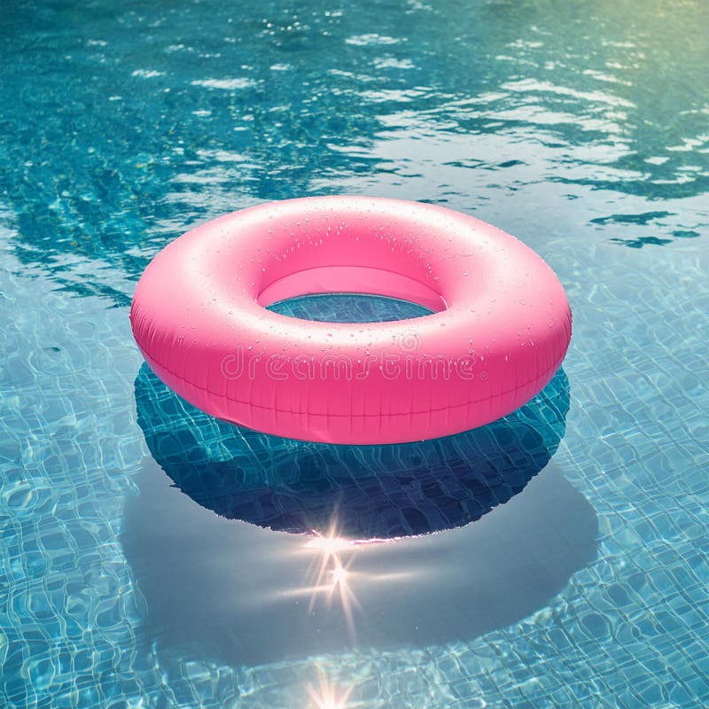 Pink Float Floating in the Pool with Blue Water. Stock Illustration ...