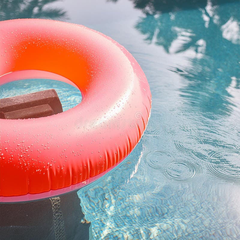 Pink Float Floating in the Pool with Blue Water. Stock Illustration ...