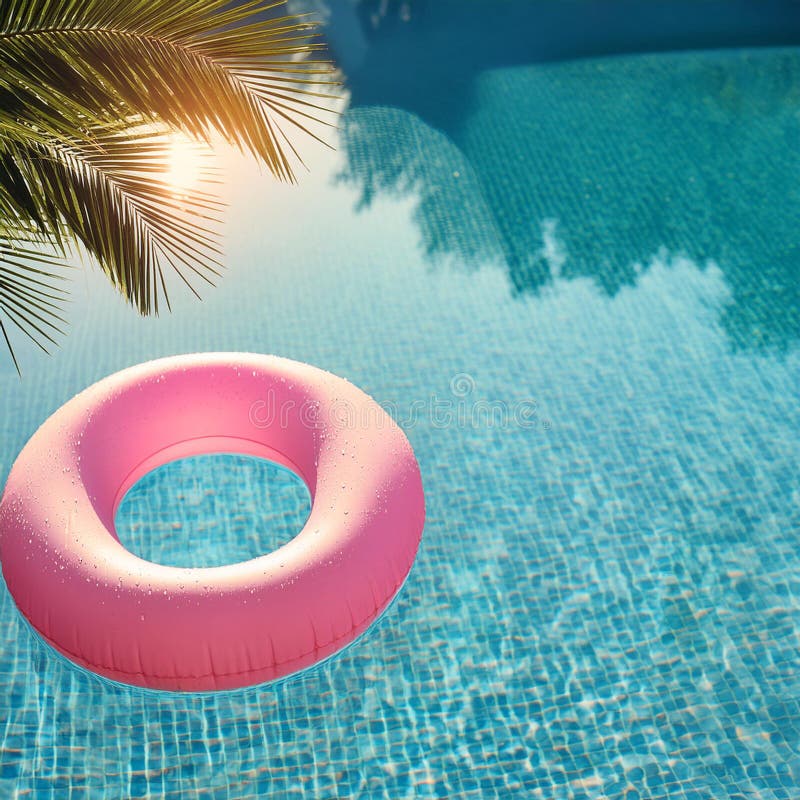 Pink Float Floating in the Pool with Blue Water. Stock Illustration ...