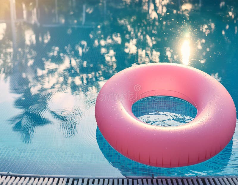 Pink Float Floating in the Pool with Blue Water. Stock Illustration ...