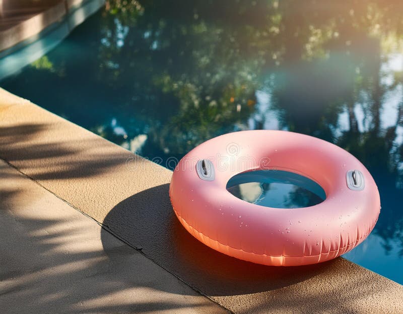 Pink Float Floating in the Pool with Blue Water. Stock Illustration ...