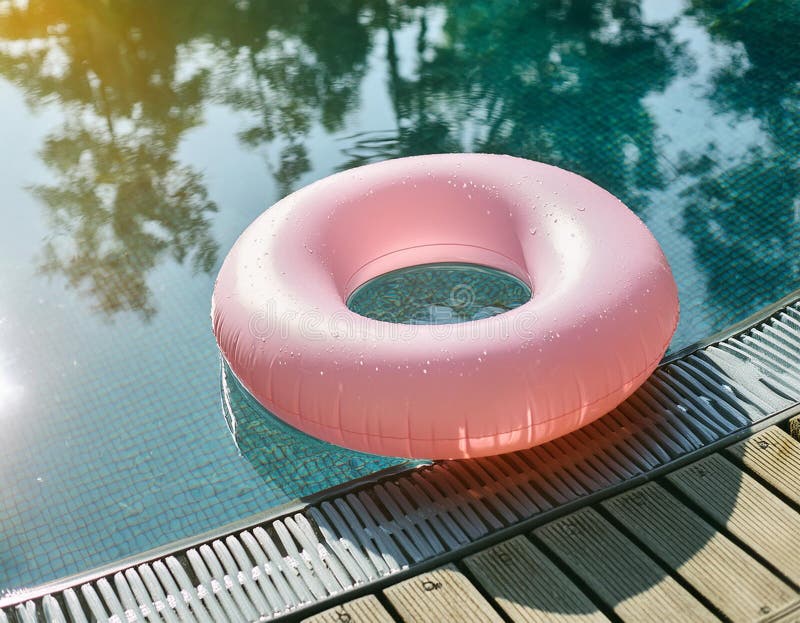 Pink Float Floating in the Pool with Blue Water. Stock Illustration ...