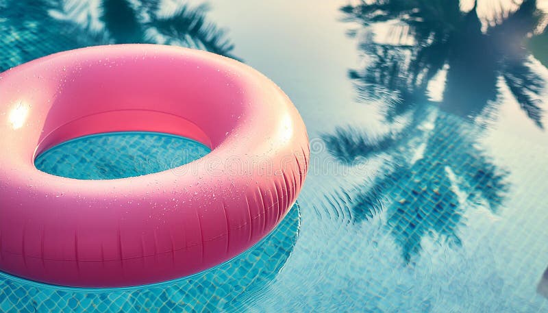Pink Float Floating in the Pool with Blue Water Stock Illustration ...