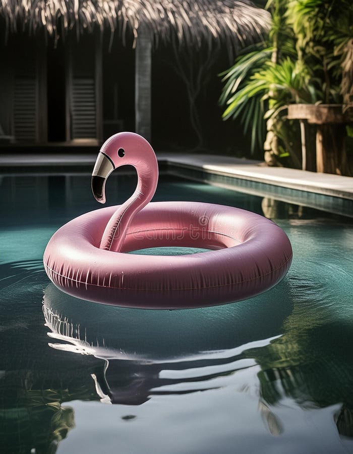 Pink Float Floating in the Pool with Blue Water Stock Illustration ...