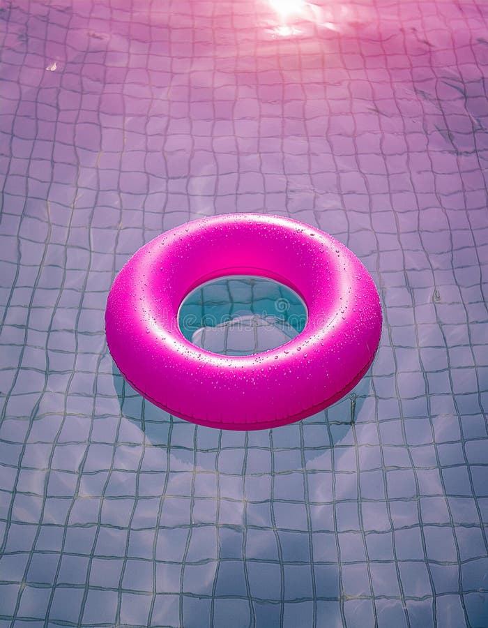 Pink Float Floating in the Pool with Blue Water. Stock Illustration ...