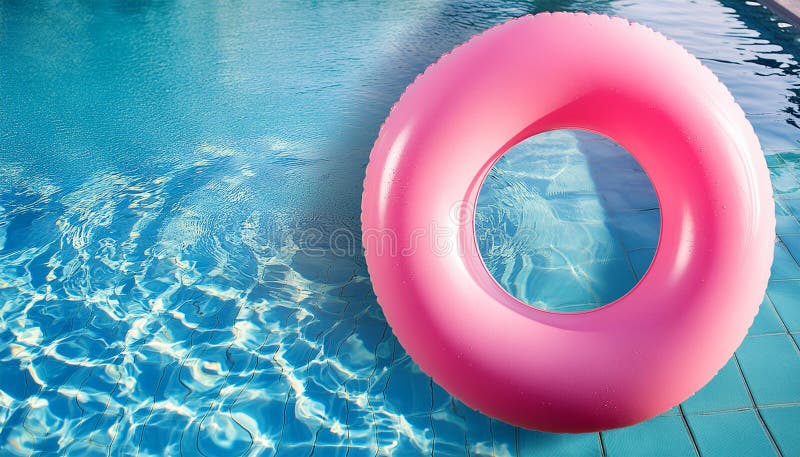 Pink Float Floating in the Pool with Blue Water. Stock Illustration ...