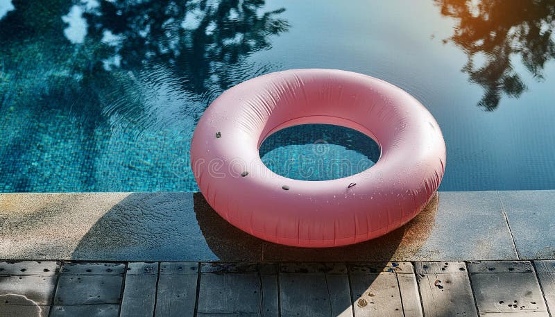 Pink Float Floating in the Pool with Blue Water. Stock Illustration ...