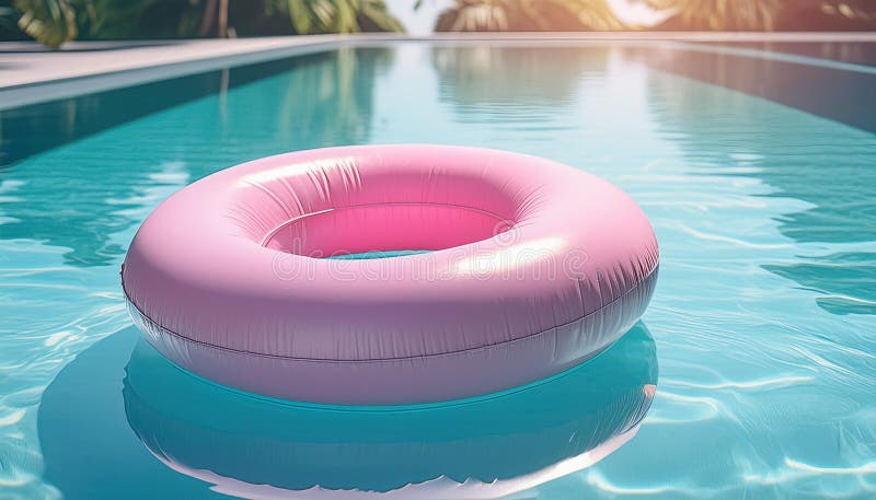 Pink Float Floating in the Pool with Blue Water. Stock Illustration ...