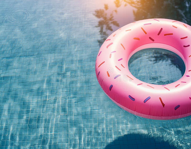 Pink Float Floating in the Pool with Blue Water. Stock Illustration ...