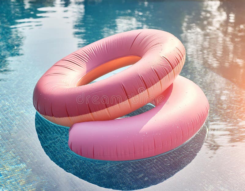 Pink Float Floating in the Pool with Blue Water. Stock Illustration ...