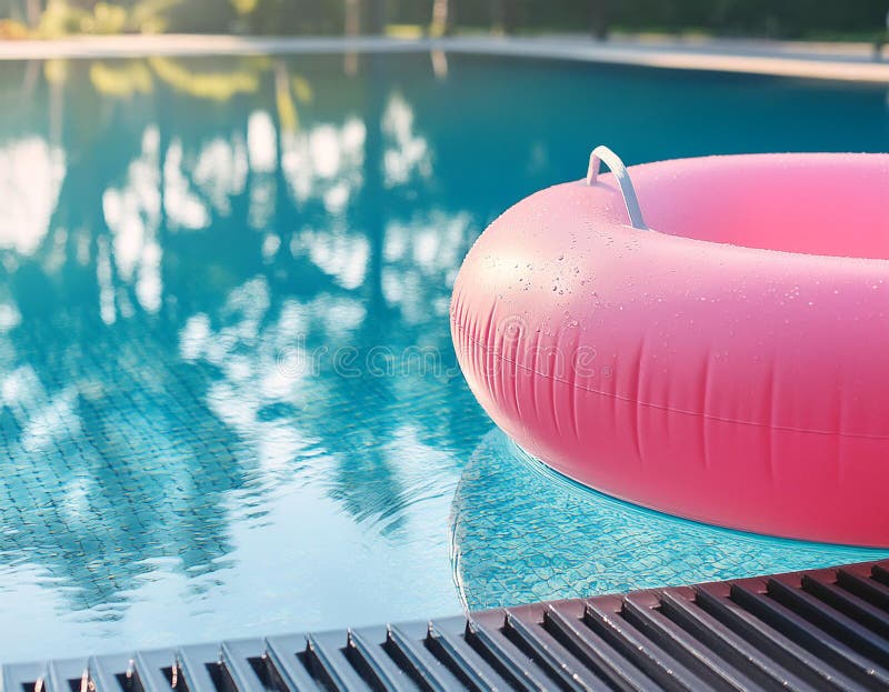 Pink Float Floating in the Pool with Blue Water. Stock Illustration ...